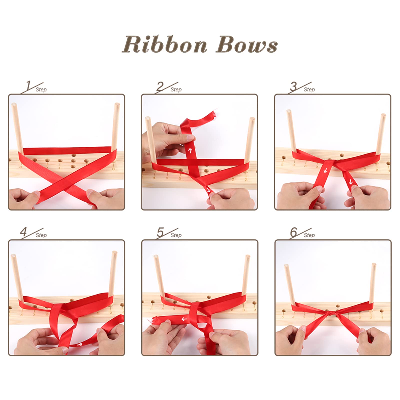 Ackitry X-Large Bow Maker for Bow Ribbon Wreath, 16 Inch Wooden Maker Tool for Making Bows, DIY Crafts Halloween Christmas Party Decorations, Hair Bows, Corsages, Holiday Wreaths