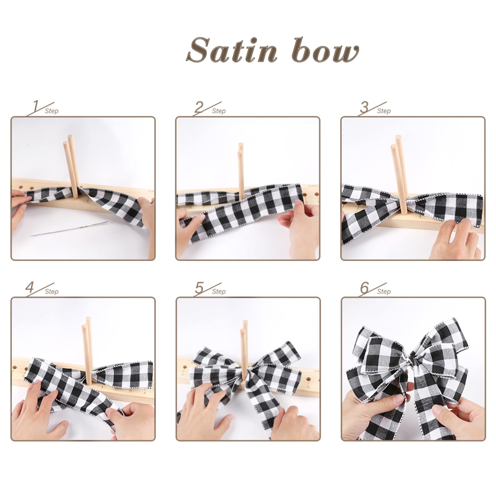 Ackitry X-Large Bow Maker for Bow Ribbon Wreath, 16 Inch Wooden Maker Tool for Making Bows, DIY Crafts Halloween Christmas Party Decorations, Hair Bows, Corsages, Holiday Wreaths