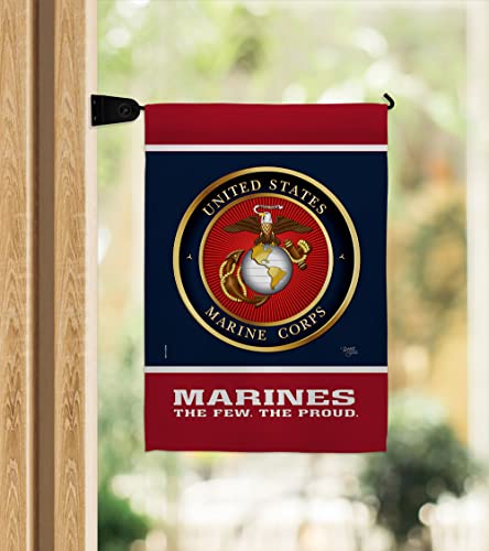 Breeze Decor Proud Marine Corps Garden Flag Set Mailbox Hanger Armed Forces USMC Semper Fi United State American Military Veteran Retire Official House Banner Small Yard Gift Double-Sided, Made In USA