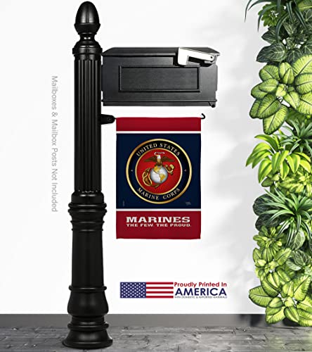 Breeze Decor Proud Marine Corps Garden Flag Set Mailbox Hanger Armed Forces USMC Semper Fi United State American Military Veteran Retire Official House Banner Small Yard Gift Double-Sided, Made In USA