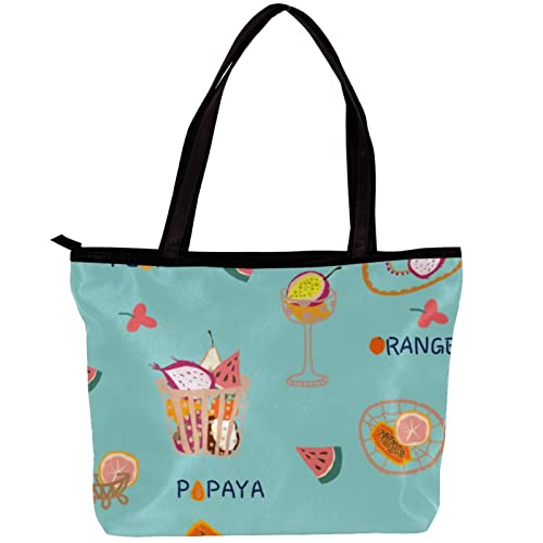 Tote Bag Women Satchel Bag Handbag Stylish Tote Handbag for Women Hobo Bag Fashion Crossbody Bag, fruit lemon pear orange papaya pitaya