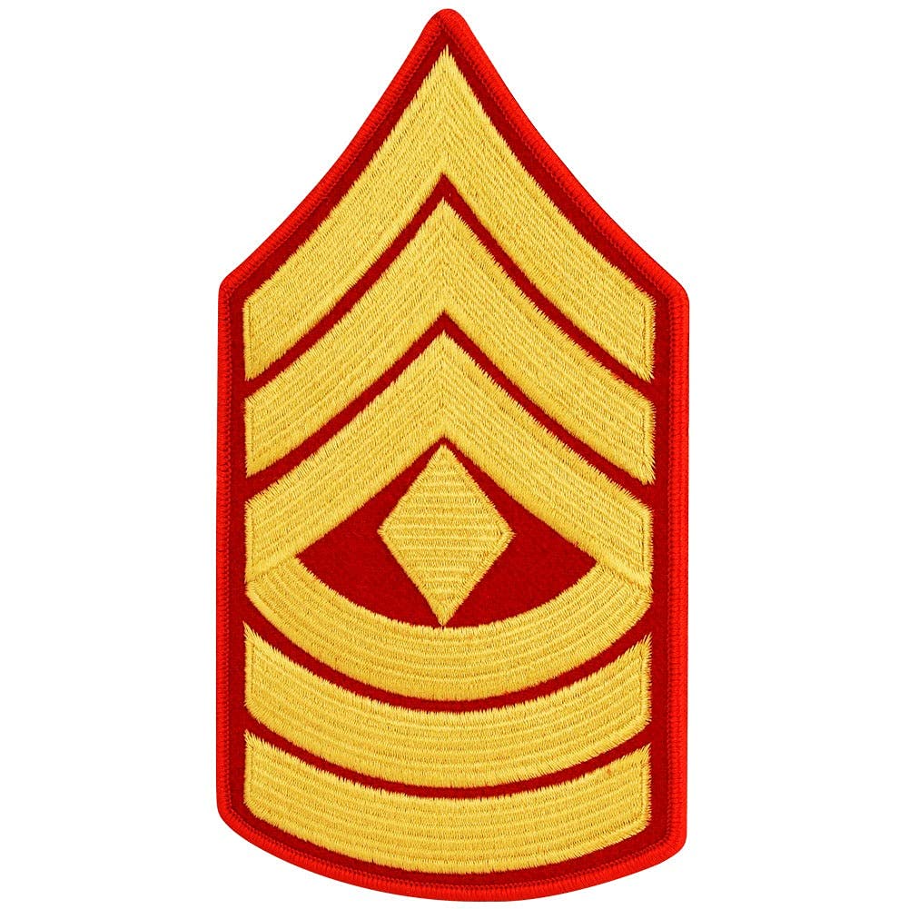 United States Marine Corps USMC Chevron Gold Embroidered on red 1st SGT 1st Sergeant
