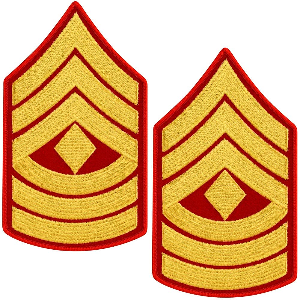 United States Marine Corps USMC Chevron Gold Embroidered on red 1st SGT 1st Sergeant