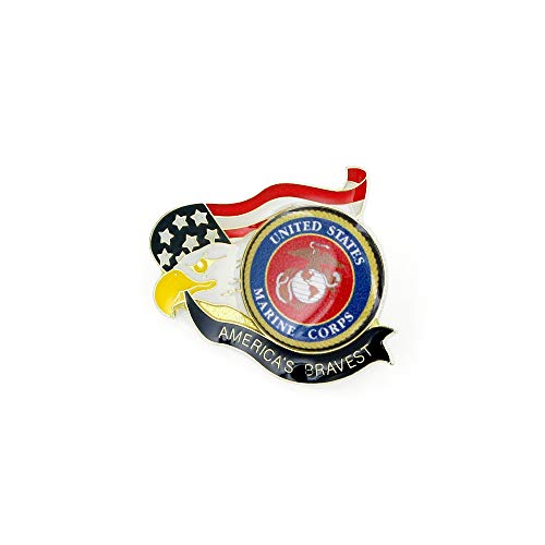 United States Marines Corps America's Bravest Pin, Red
