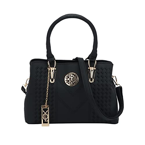KUANG! Women Top Handle Bag Faux Leather Woven pattern Tote Shoulder Bag Large Handbags