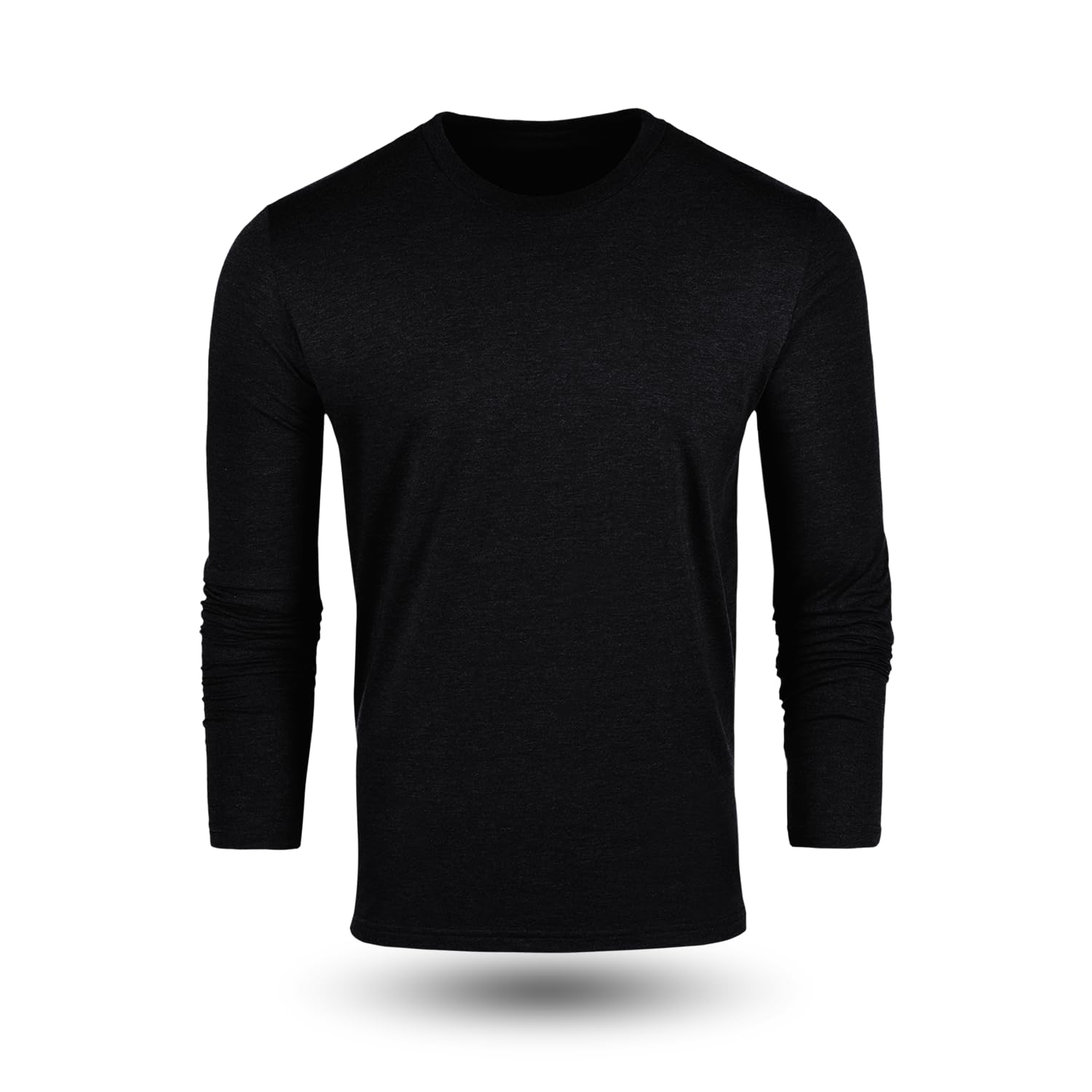Fresh Clean Threads Mens Black Long Sleeve T-Shirt - Pre Shrunk Soft Fitted Premium Classic Tee - Men's T Shirts Cotton Poly - 3XL