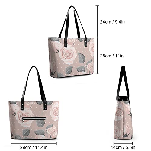 Womens Handbag Roses Pattern Leather Tote Bag Top Handle Satchel Bags For Lady