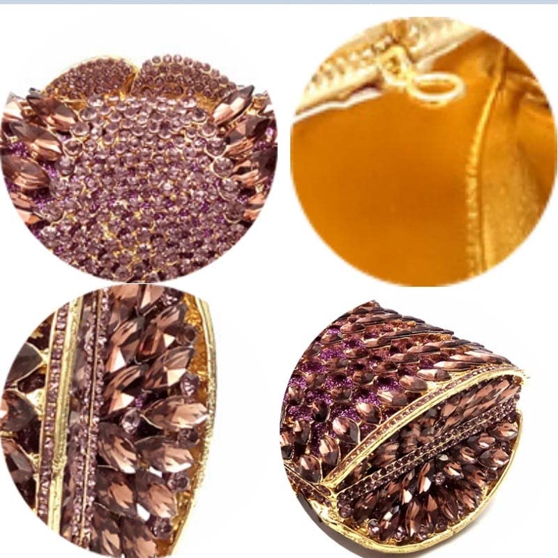 ZLXDP Colorful Rhinestones Crystal Evening Clutches Bag Wedding Dress Bridal Diamond Chains Shoulder Handbags Purses
