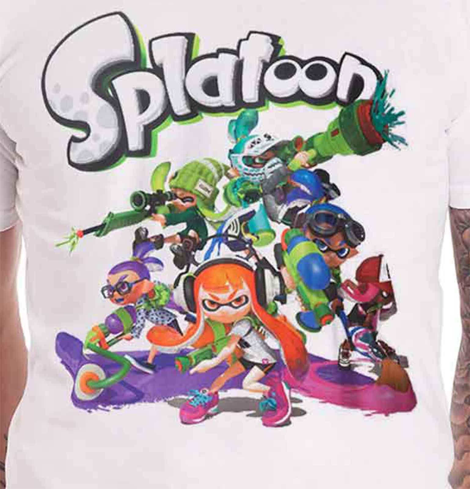 Nintendo T Shirt Splatoon Squid Party Character Logo Official Mens White
