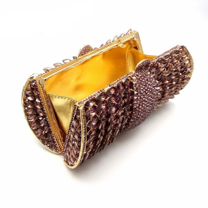 ZLXDP Colorful Rhinestones Crystal Evening Clutches Bag Wedding Dress Bridal Diamond Chains Shoulder Handbags Purses