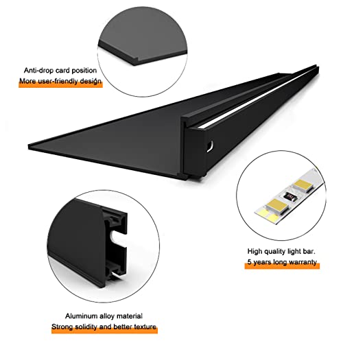 SLVUAFRN Floating Display Shelf with Built-in Illuminated LED Light and Transformer, Metal Wall Mounted Light-Emitting Shelves, Lighted Display Stand for Entrance Bar Countertop Living Room Bathroom…