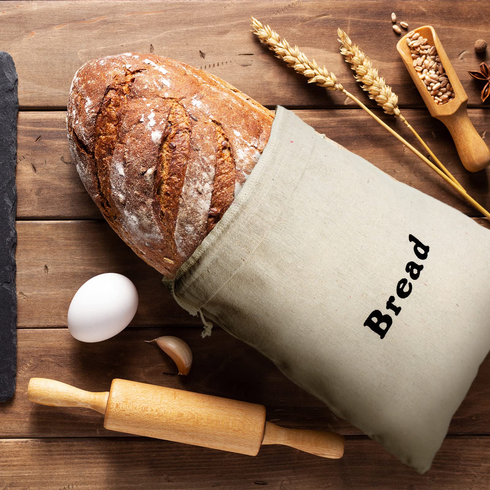Linen Bread Bags Large Burlap Reusable Drawstring Bread Bags 12 x 15 Inch Unbleached Loaves Pastries Bags Handmade Food Storage for Bakery Picnic Wedding Wrapping Camping (3 Pieces)