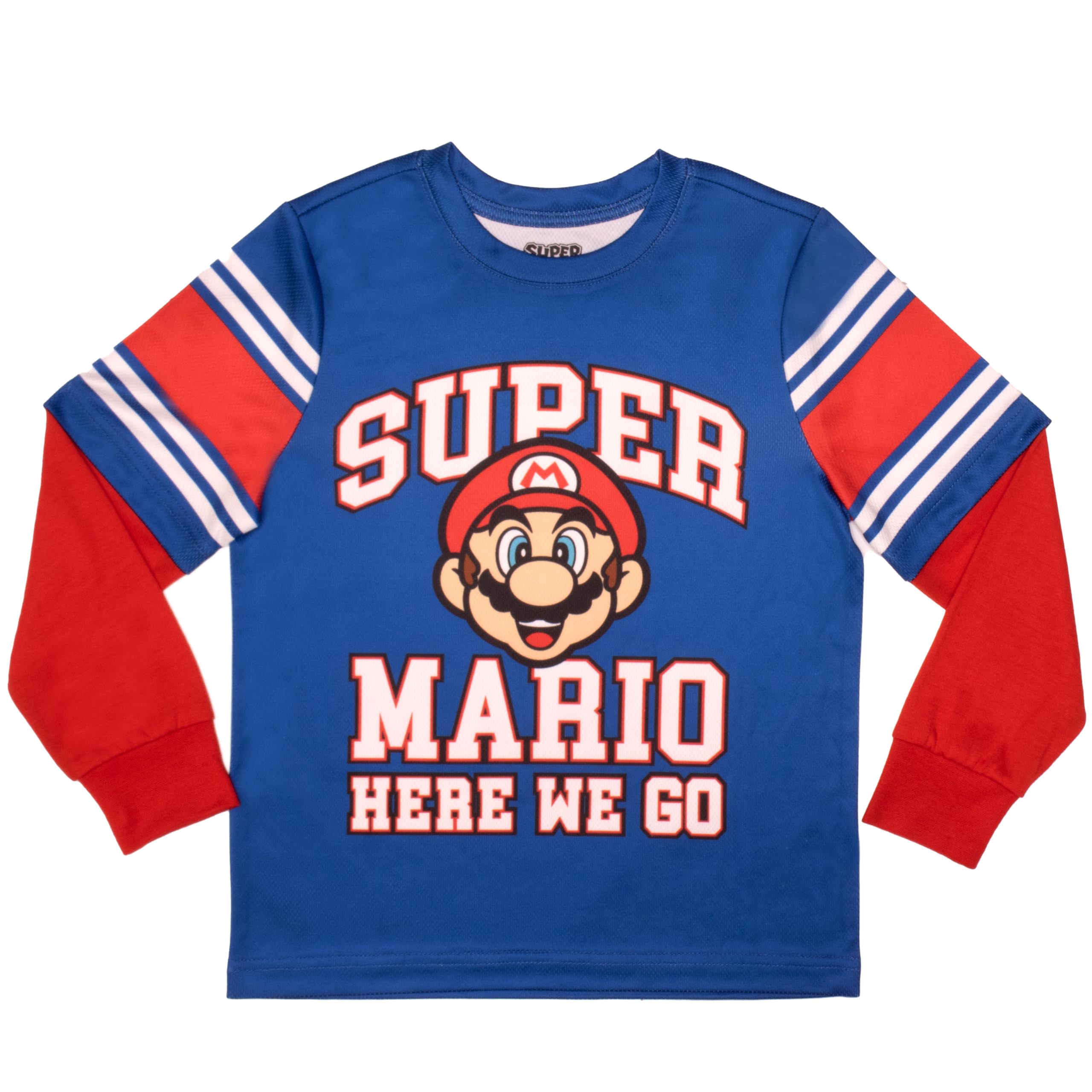 Nintendo Super Mario Video Game 2-Piece Set, Boys Long Sleeve T-Shirt & Jogger Pants 2-Pack Bundle Set for Kids and Toddlers (Size 4, Blue)
