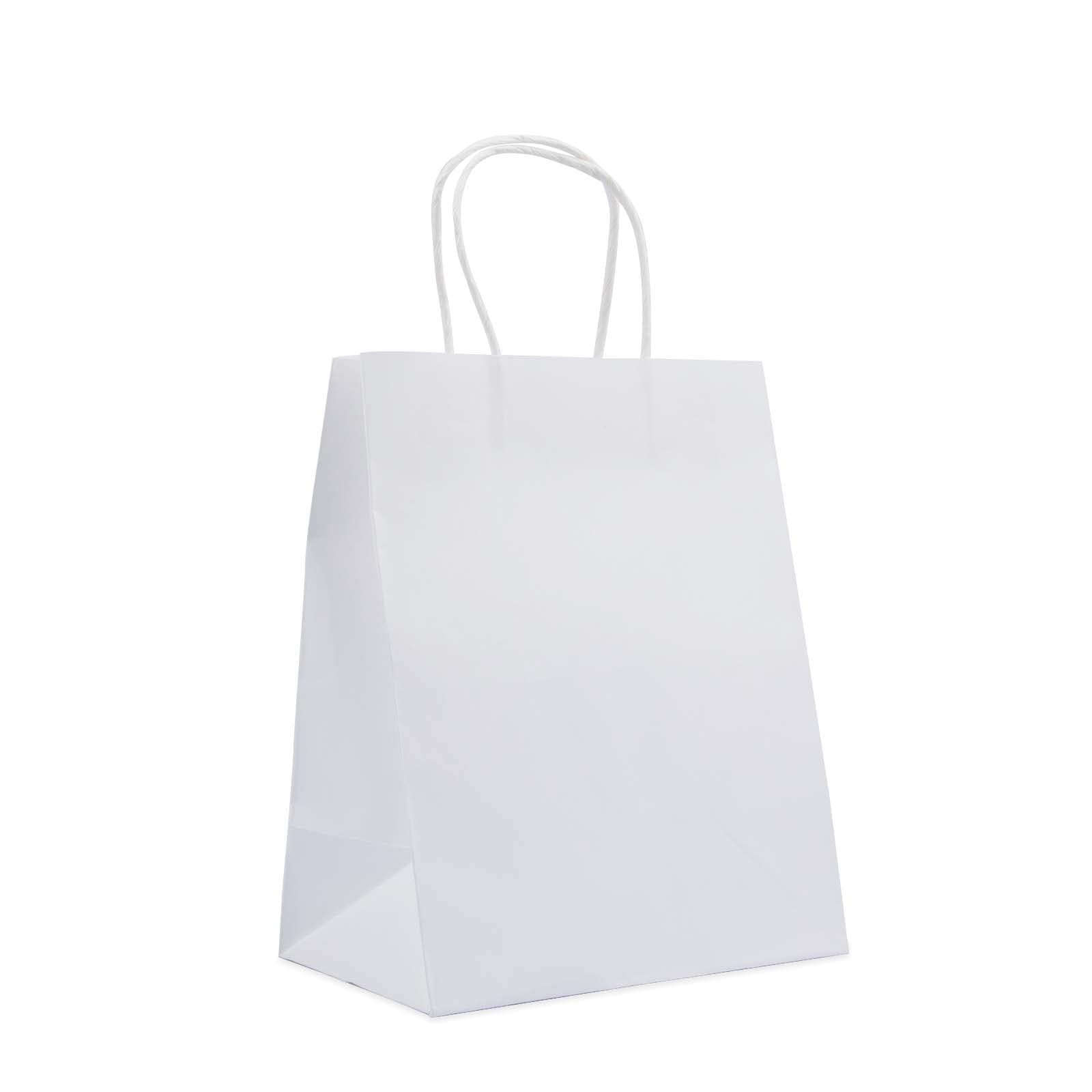 Amazon Basics Kraft Paper Bags with Handles 8x4.75x10 White, 25pack
