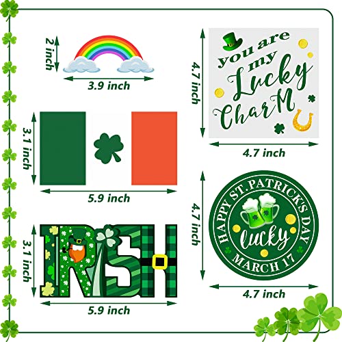 St. Patrick's Day Tiered Tray Decor, 5 Pcs Shamrock Wooden Signs Irish Rainbow Table Signs for Farmhouse St. Patricks Day Decorations