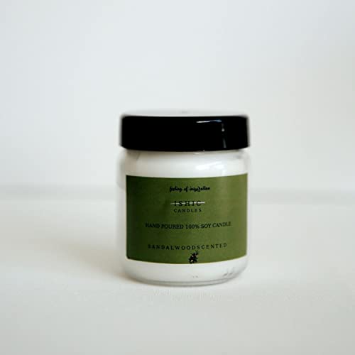 ISHIC Candles 100% Natural Soy Wax Sandalwood Scented Hand Poured Decorative Jar Candle, with Cotton Wick, 72 Hours of Burn Time