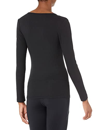 Amazon Essentials Women's Fitted Long Sleeve Shirt, Slim-Fit - Layering Knit Rib V-Neck (Plus Size Available), Pack of 2, Black, Large