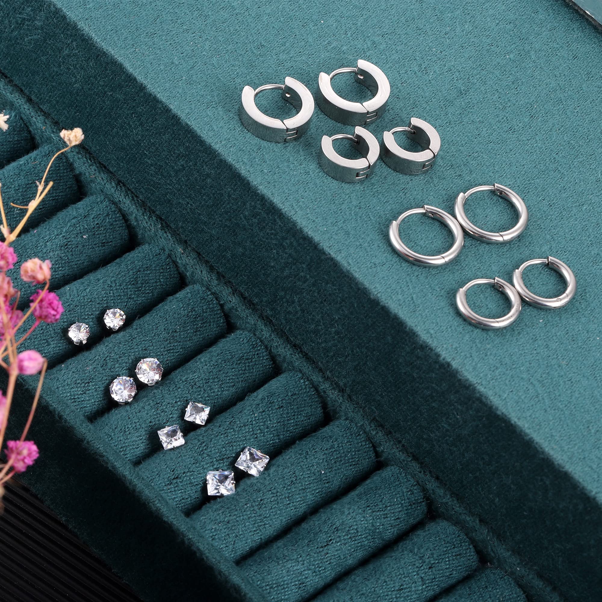 8 Pairs Earring Sets for Multiple Piercing Stainless Steel Hoop and Stud Earrings Hypoallergenic Small Hoop Earing for Men Women