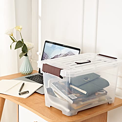 Krihan 14 L Plastic Storage Box with Latch Lid, Clear Latching Box, 6-Pack