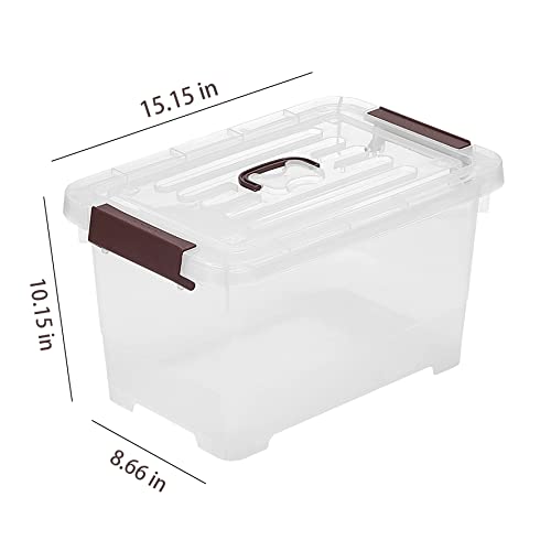 Krihan 14 L Plastic Storage Box with Latch Lid, Clear Latching Box, 6-Pack