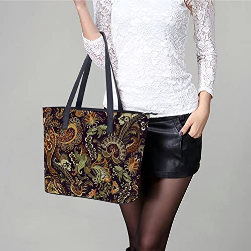 Womens Handbag Paisley Pattern Leather Tote Bag Top Handle Satchel Bags For Lady