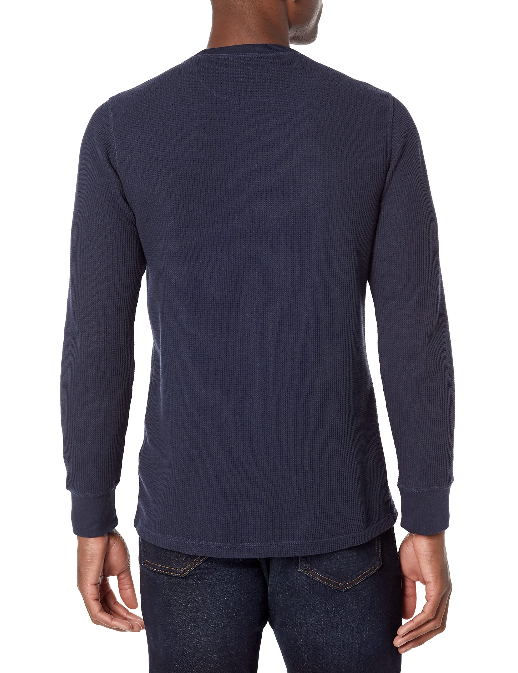 Amazon Essentials Men's Regular-Fit Long-Sleeve Waffle Shirt, Navy, Large