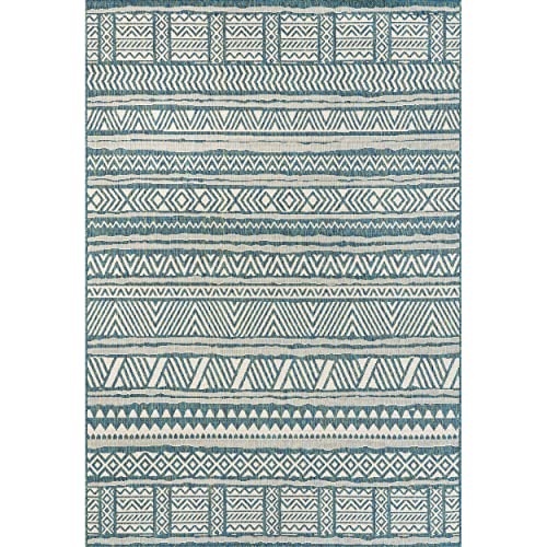 nuLOOM Abbey Tribal Striped Indoor/Outdoor Area Rug, 8' x 10', Green