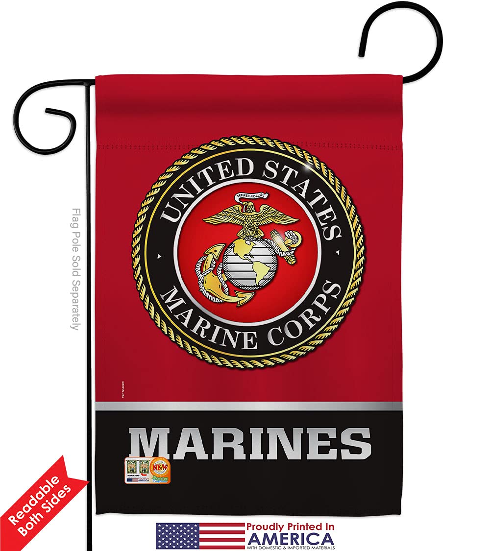 US MILITARY United State Garden Flag 2pcs Pack Armed Forces Marine Corps USMC Semper Fi American Military Veteran Retire Official House Banner Small Yard Gift Double-Sided, Made in USA