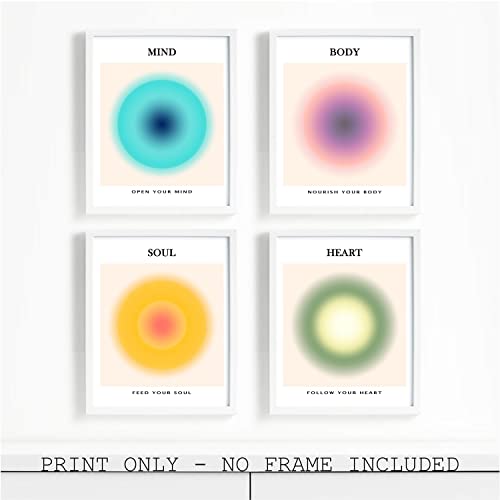 Double Devil's Inspirational Wall Art Positive Affirmations Wall Decor Aura Poster Y2K Room Decor Aesthetic Preppy Pictures | Mind Body Soul Heart | Pack of 4, Unframed 8x10