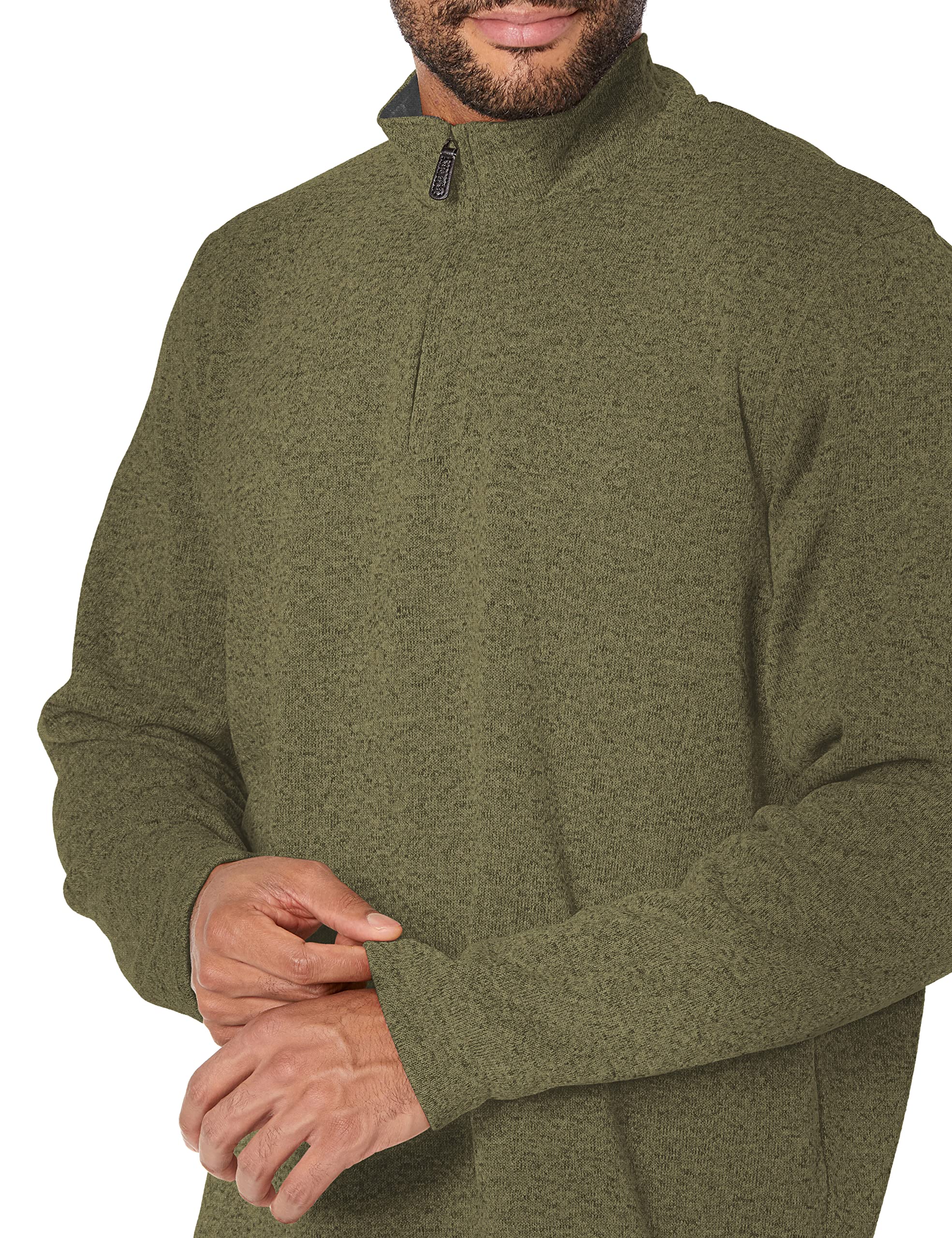 Wrangler Authentics Men's Long Sleeve Fleece Quarter-Zip, Olive Night, X-Large