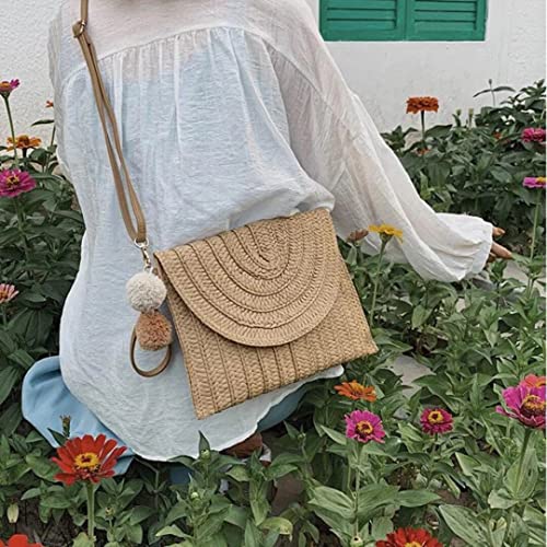 FGSS Womens Straw Clutch Purses Summer Beach Bags Woven Envelope Handbags Wallet