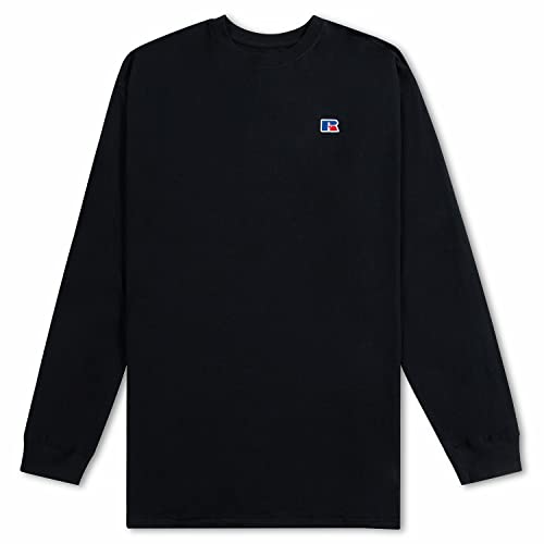 Russell Athletic Big and Tall Long Sleeve T Shirts – 2 Pack Mens Cotton Shirt Black/Heather Grey