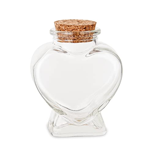 Wondeken Empty Mini Glass Heart-Shaped Bottles with Cork Stoppers, Decorative Glass Bottles with Cork Lid,Small Glass Bottles Jars for DIY Art Crafts Projects Decoration Party Supplies Wedding