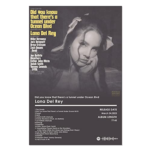 ADILAIDUN Pop Record Did you know that there's a tunnel under Ocean Blvd Album Cover Posters Music Collection Disc Wall Art Print Canvas Posters 12x18inch(Unframed 30x45cm Lana Del Rey)