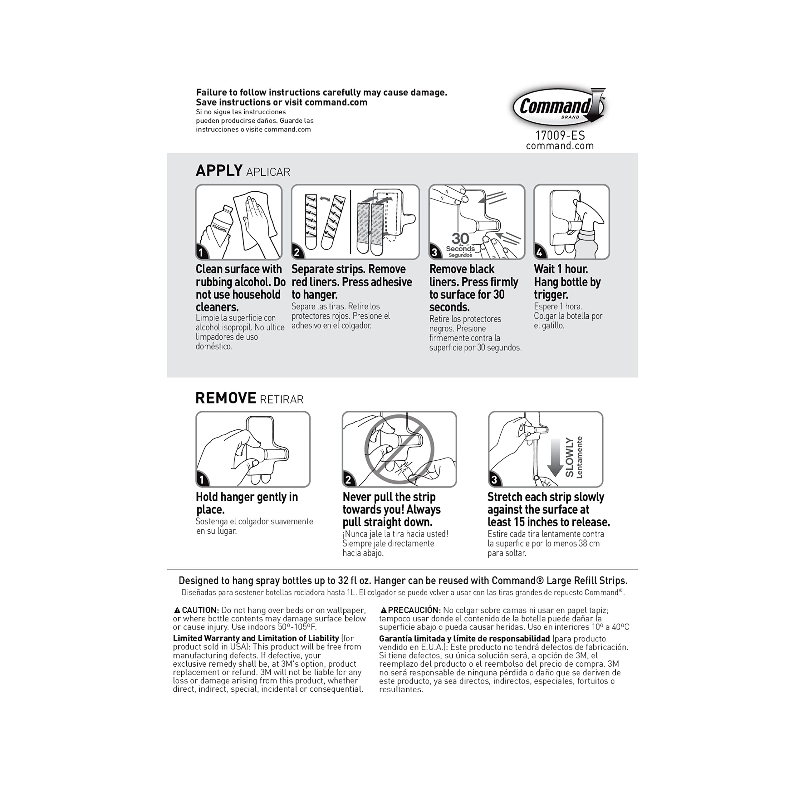 Command Spray Bottle Hanger with 2-Strips, 2-Pack, Organize Damage-Free