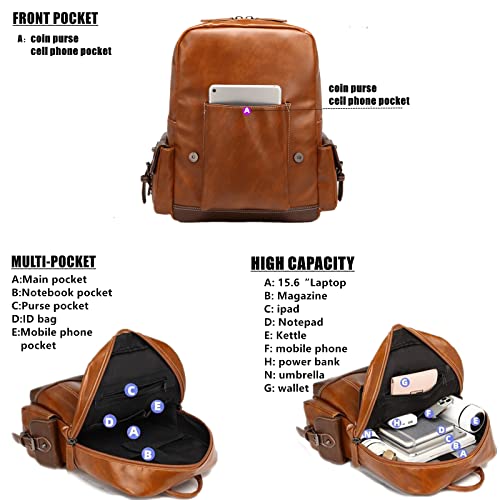 RBATG Women's Fashion Designer Backpack,Vegan Leather Backpacks For Work Travel College,Unisex Shoulder Daypack(brown-2216)