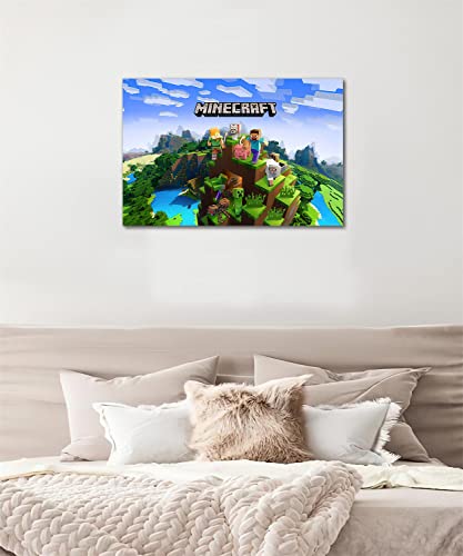 QISSES Mining Pixel Fun Game poster Roblox Canvas Wall Art Decor Cool Wall Print Canvas Posters for Room Aesthetic Decor Gifts Unframe:16x18inch