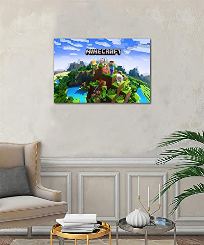 QISSES Mining Pixel Fun Game poster Roblox Canvas Wall Art Decor Cool Wall Print Canvas Posters for Room Aesthetic Decor Gifts Unframe:16x18inch