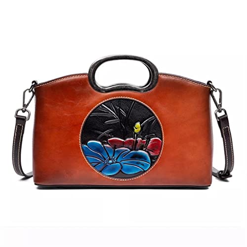 ZLXDP Women's Top Handle Bag Shoulder Crossbody Handbag Vintage Embossed Flower Women's Handbag (Color : D, Size