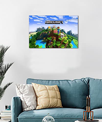 QISSES Mining Pixel Fun Game poster Roblox Canvas Wall Art Decor Cool Wall Print Canvas Posters for Room Aesthetic Decor Gifts Unframe:16x18inch