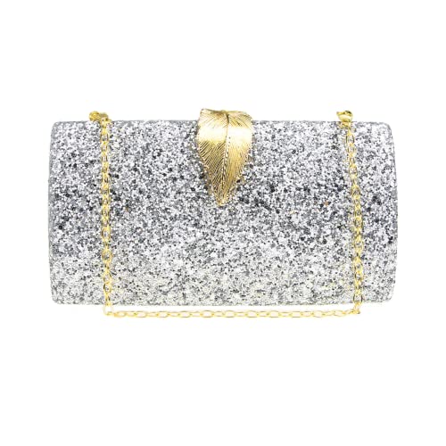 VEABEST Women's Sparkly Glitter Rhinestone Clutch Purse Evening Bags Handbags for Wedding Prom Party (Sliver 1)
