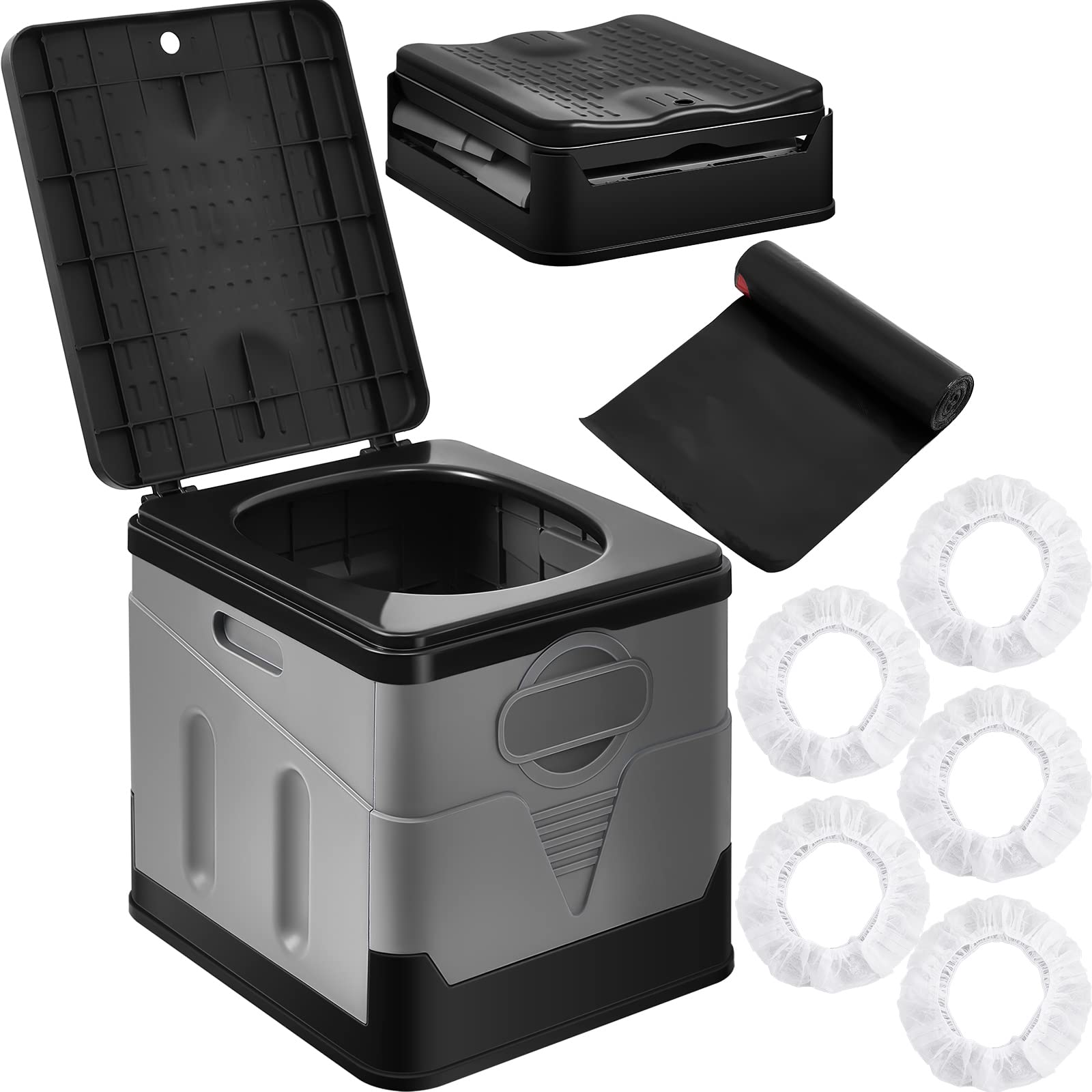 Portable Toilet for Camping Folding Portable Toilet for Adults Waterproof Camping Toilet with Carry Bag and Disposable Toilet Seat for Camping Hiking Outdoor Boating Car Long Trips Storage