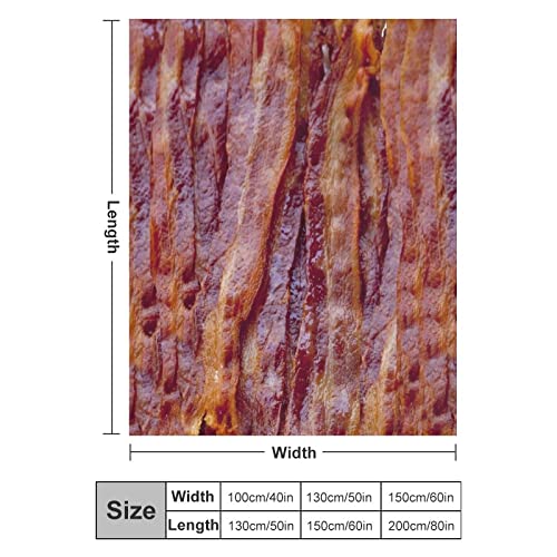 3D Funny Realistic Food Fried Bacon Flannel Fleece Throw Blankets 50"X40" Soft Cozy Fluffy Winter Fall Blanket Cozy Soft Fuzzy Plush Home Decor for Couch Bed Sofa Living Room Bedroom