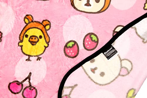 San-X Rilakkuma Korilakuma and Kiiroitori Soft Plush Fleece Throw Blanket 45" x 60"