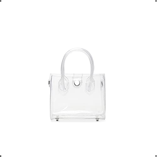 LAM GALLERY Mini Clear Purse,PVC Plastic Mini Clear Bag,Trendy Small Top Handle Clutch Handbag Crossbody Bag