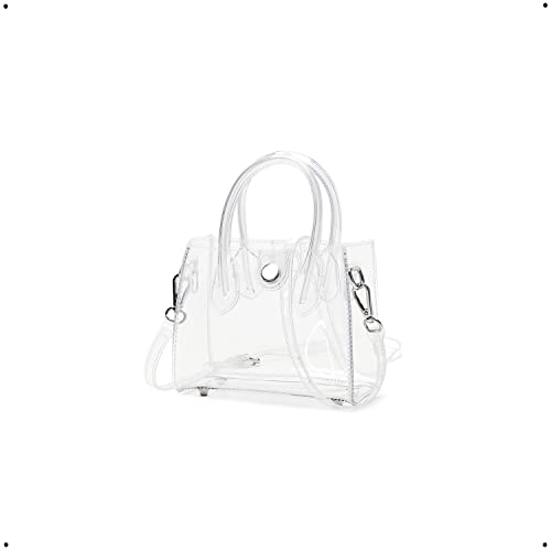 LAM GALLERY Mini Clear Purse,PVC Plastic Mini Clear Bag,Trendy Small Top Handle Clutch Handbag Crossbody Bag