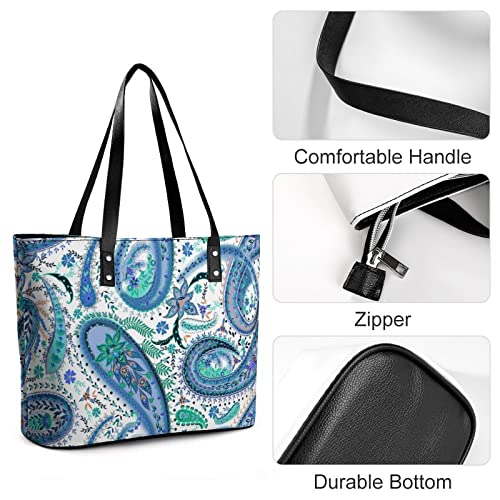 Womens Handbag Paisley Pattern Leather Tote Bag Top Handle Satchel Bags For Lady