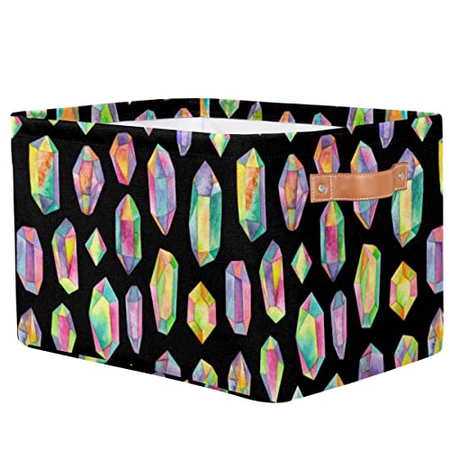 Buvan Fabric Storage Bins Rainbow Geometric Pattern Small Shelf Basket With Handles Decorative Cubes Box Organizer Containers for Shelves Home Office Decor
