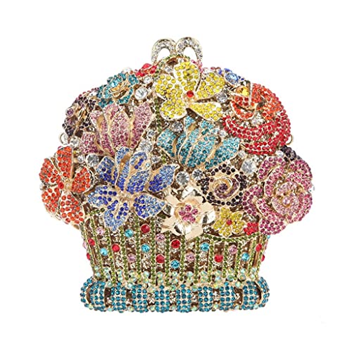 ZLXDP Basket Shape Diamond Lady Clutch Purses and Handbags for Women Hollow Out Evening Party Dinner Bag