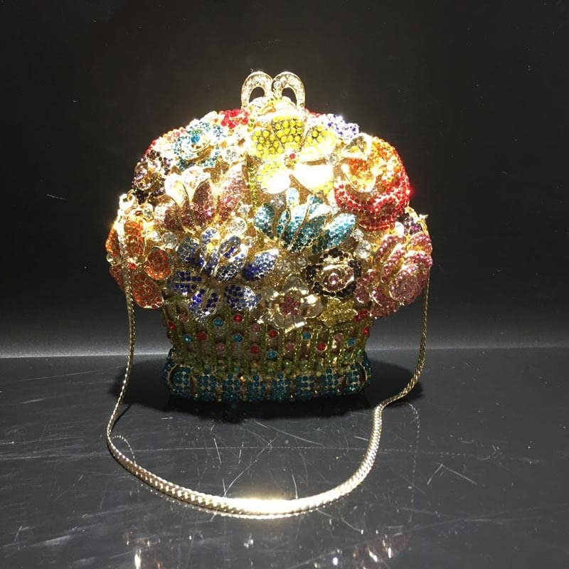 ZLXDP Basket Shape Diamond Lady Clutch Purses and Handbags for Women Hollow Out Evening Party Dinner Bag